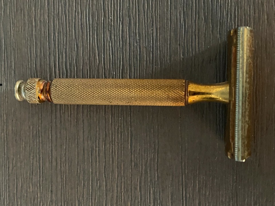 Gillette Tech Razor Gold Plated Safety 3 Piece Old Type Ball End ...