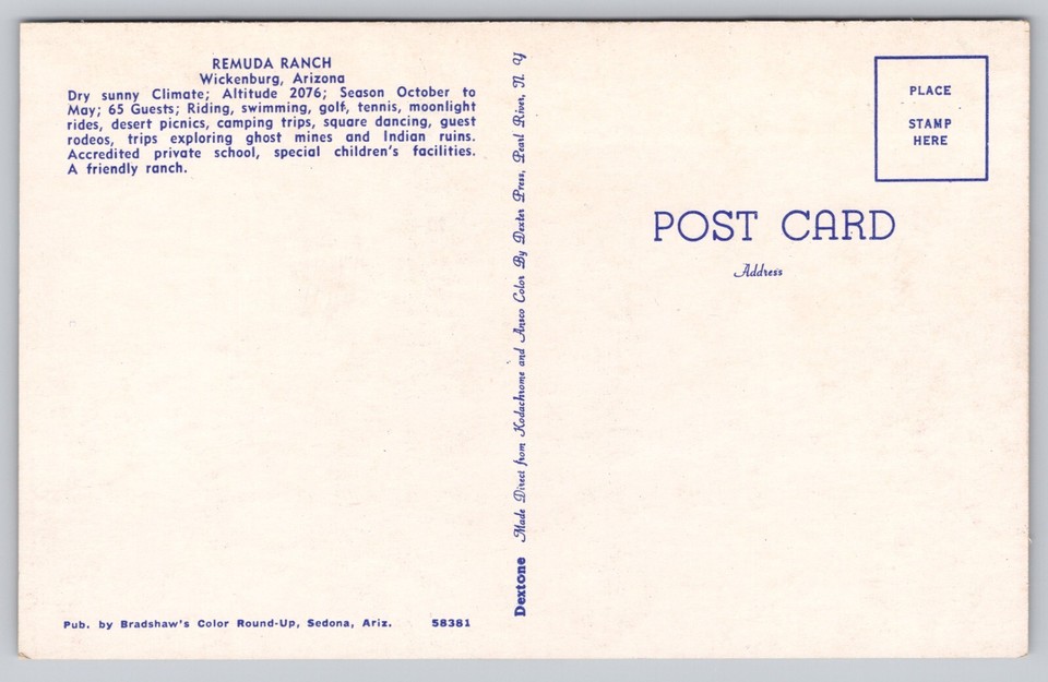 Postcard - Remuda Ranch - Wickenburg, Arizona - Horses, 1950s, Unposted ...