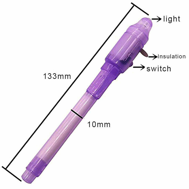 Rave Party, Top secret Message Invisible Ink pen & UV Decoder Light (7 ...