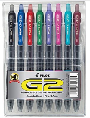 Pilot G2 Premium Gel Roller Assorted Ink Colors 8-Pack Pens 0.7mm Fine ...