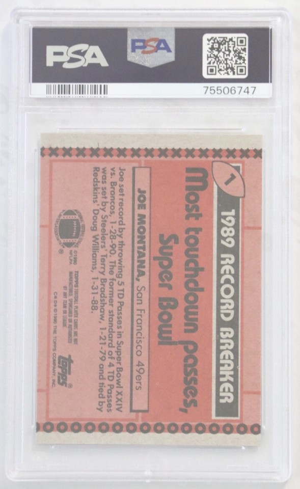 1990 Topps Joe Montana Disclaimer Back #1 PSA 9 Mint HOF San Francisco ...