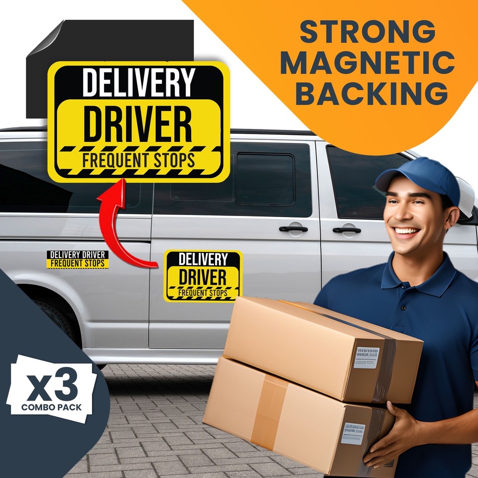 Magnet Me Up Caution Frequent Stops Delivery Driver Magnet Decal for ...