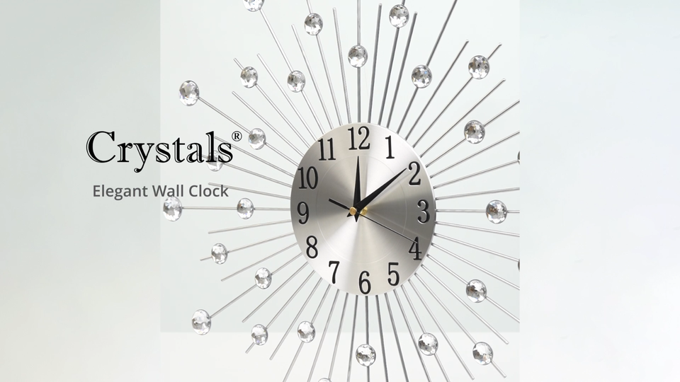 Jewelled Diamante Beaded Wall Clock Crystal Sunburst 45cm Home Decor ...