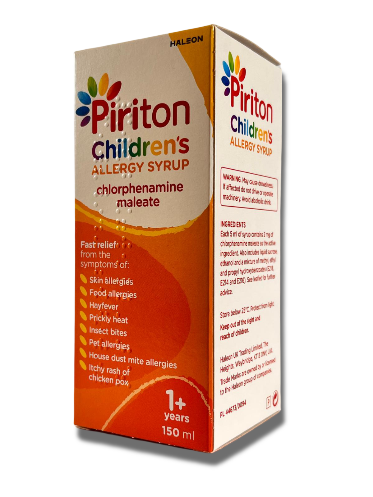 2 x Piriton Syrup - 150ml - Relieves Skin Food Pet House Allergies and ...