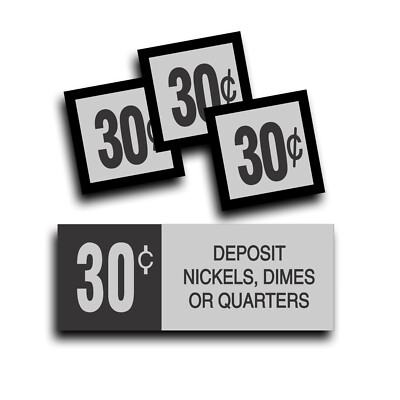 Vending Machine Coin Change Slot Decal 30 cents Fits Vendo H63 H63A ...