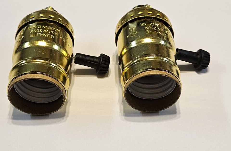 2 PACK - 3-Way Turn Knob Lamp Sockets Brass Plated For 3-Way Bulb ...