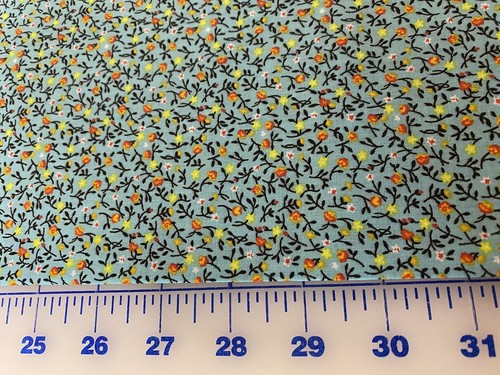 Country Calico Turquoise w Lime & Orange flowers cotton Fabric per yard ...