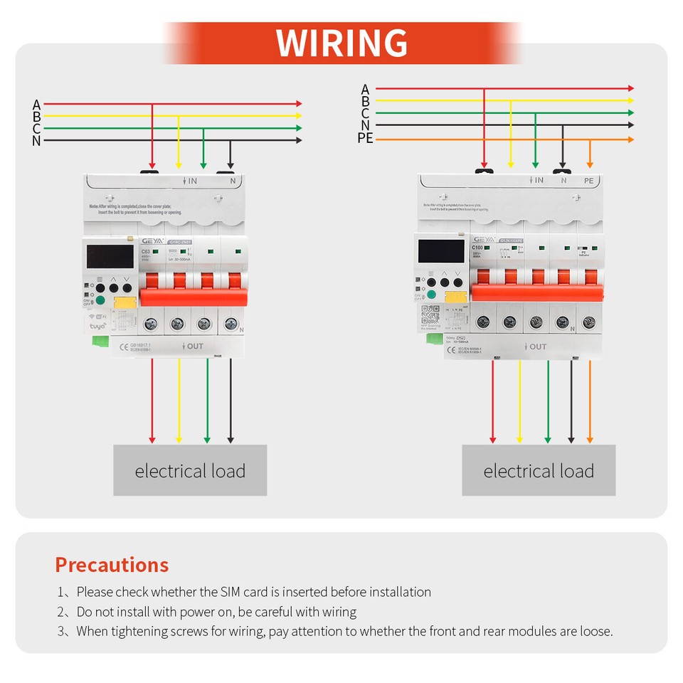 GEYA TUYA 29 function WIFI MCB 2/4P 100A Smart Circuit Breaker ...
