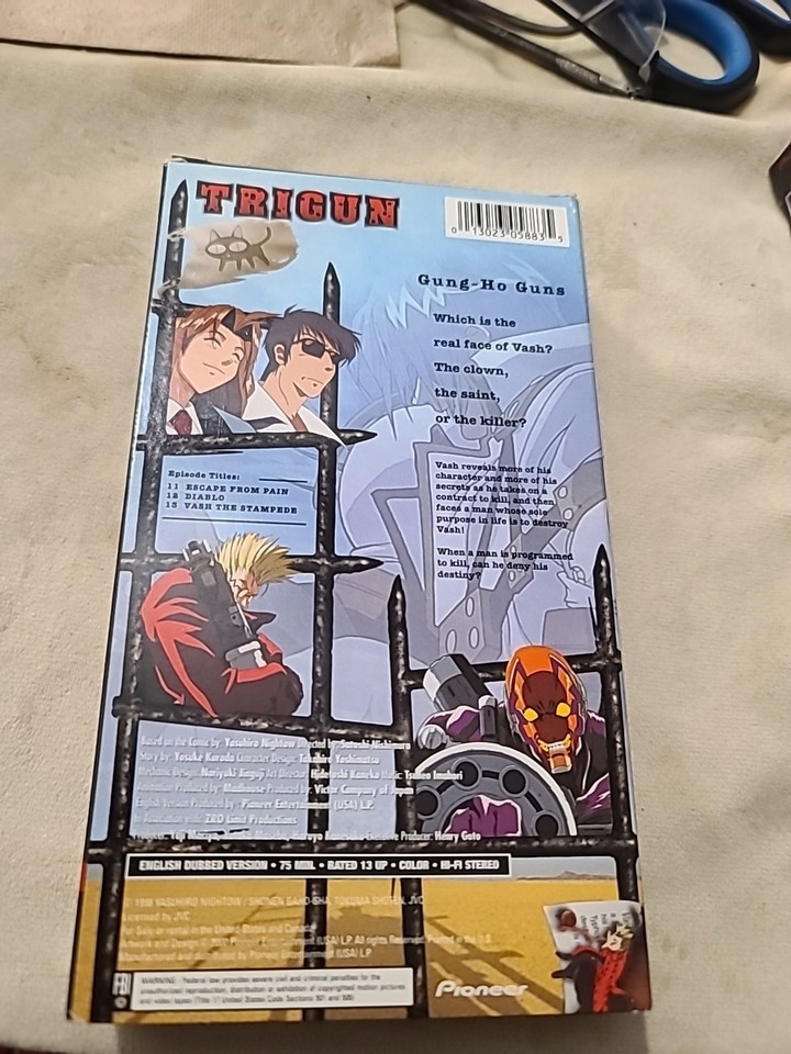 Pioneer Trigun Gung-Ho Guns 1998 VHS Video Tape English Dubbed Anime 11 ...