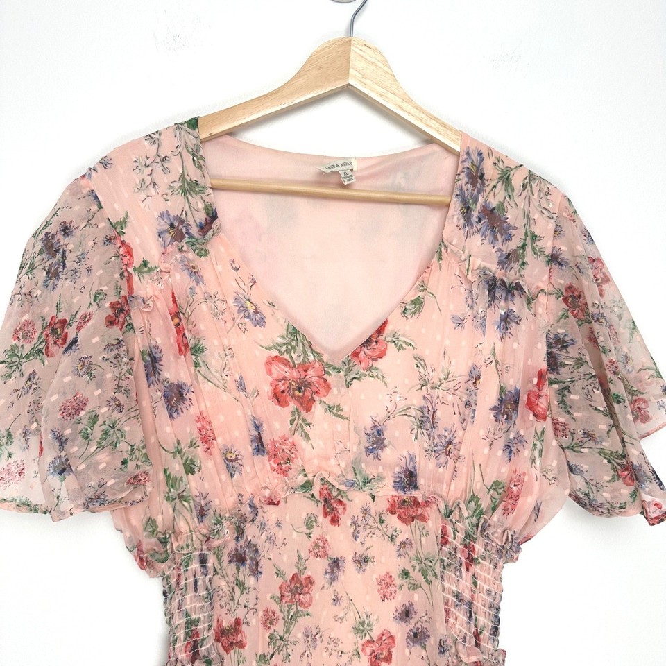 Vintage Laura Ashley Floral Midi Dress Polka Dots Pink XL | eBay Australia