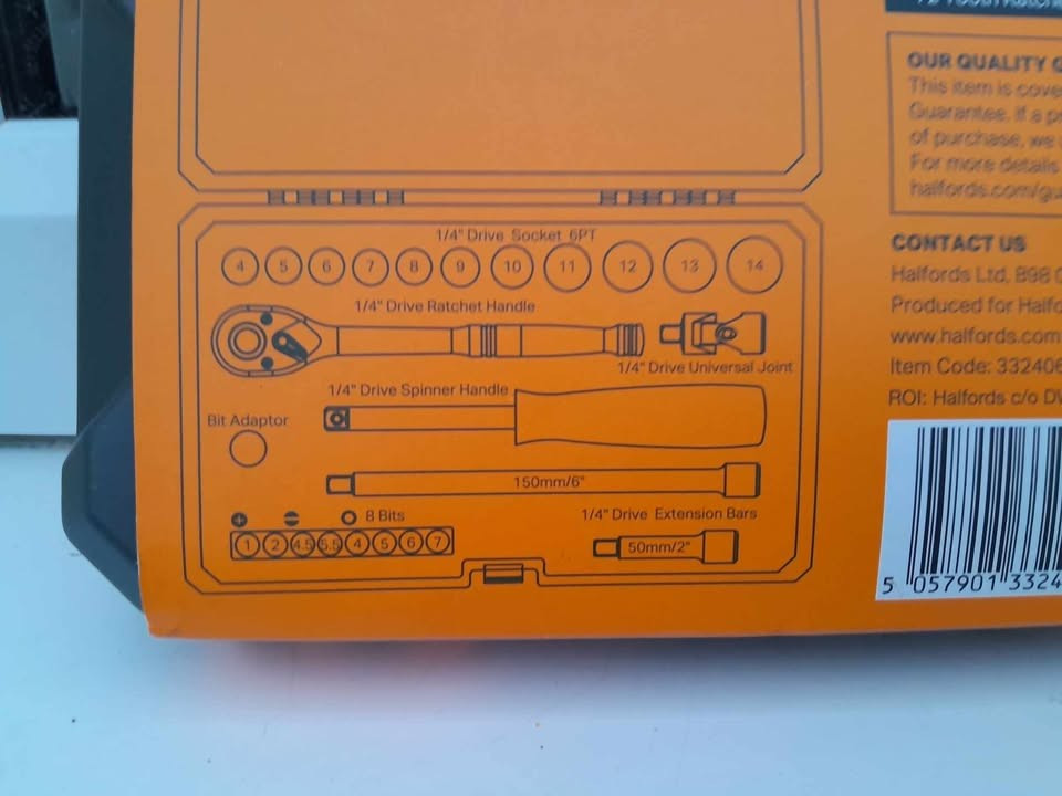 Halfords 1/4" Drive 25 Piece Metric Socket Set | eBay UK