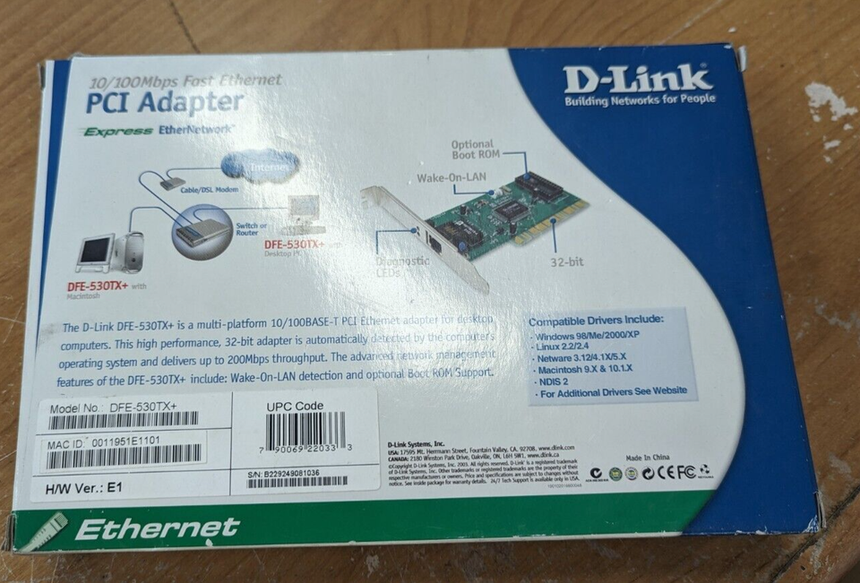 D-Link Express EtherNet Lan PCI Card DFE-530TX+ 10/100 Mbps | eBay