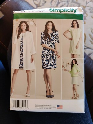 Simplicity 8055 Sewing Pattern Career Dress & Coat/Jacket Plus Sizes 16 ...