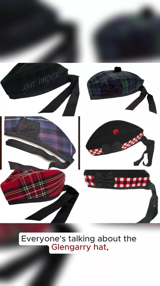 Scottish piper hat 100% Wool Black Glengarry Red pom Kilt hat Bagpipe ...