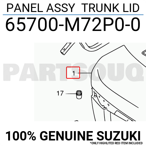 65700M72P00 Genuine Suzuki PANEL ASSY TRUNK LID 65700-M72P0-0 | eBay