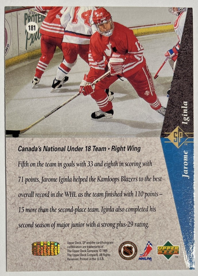 1994-95 Upper Deck Jarome Iginla SP Rookie Card Calgary Flames | eBay
