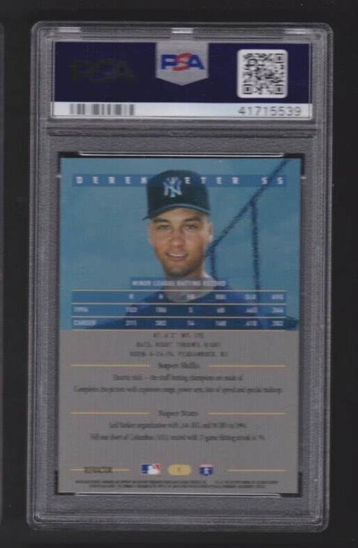 1995 BOWMAN'S BEST REFRACTOR BLUE ROOKIE #1 DEREK JETER PSA 9 MINT SP ...