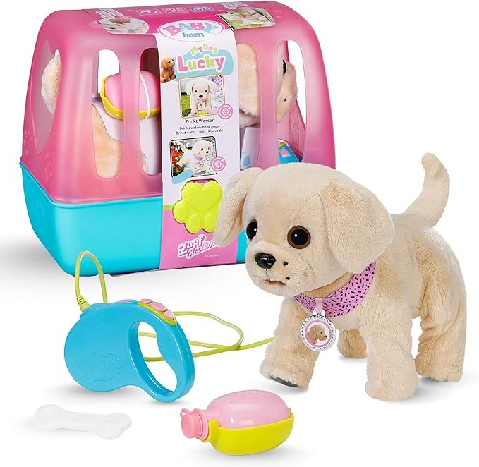 BABY born My Dog Lucky with Carry Box, 5 Different Realistic Functions ...