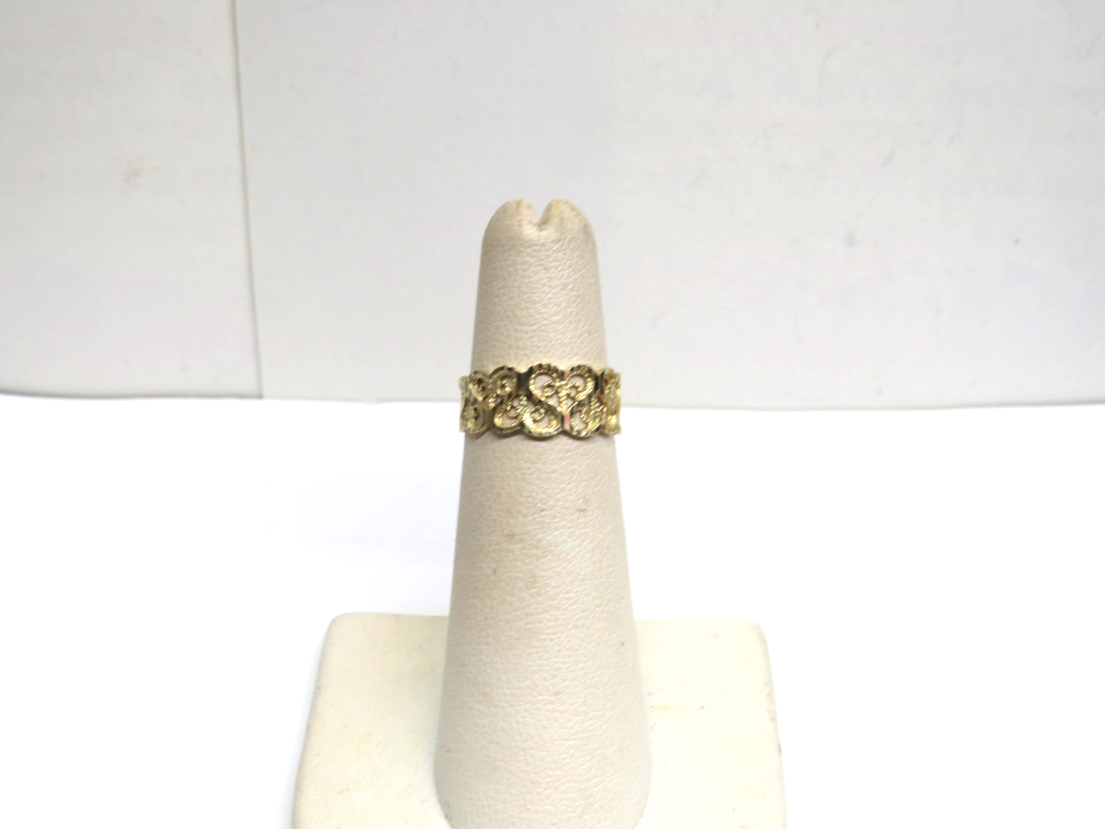 L@@K Filigree Real 14K Yellow GOLD Promise Band Ring with Hearts design ...