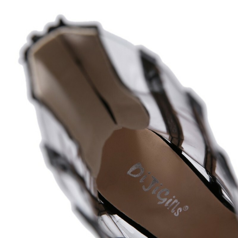 Women's Pointy Toe Hollow Out High Heels Evening Transparent PVC ...