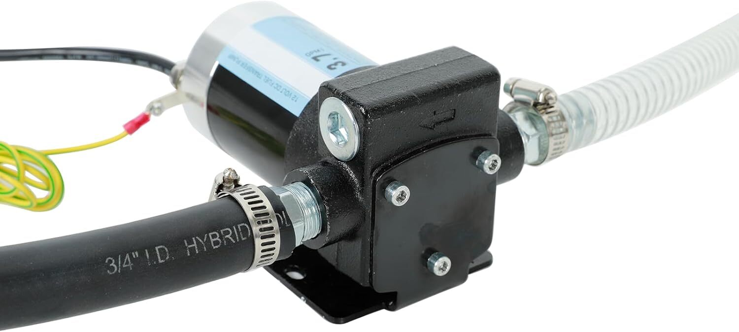 12V Gasoline Oil Fuel Transfer Pump Kit with Connection Cables w/Hoses ...