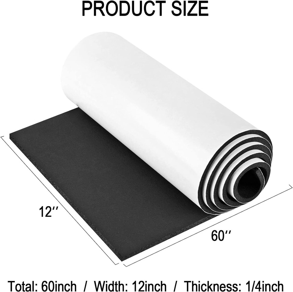 Neoprene Sponge Rubber Foam Sheets with Adhesive Backing, 12" X 60" X 1 ...
