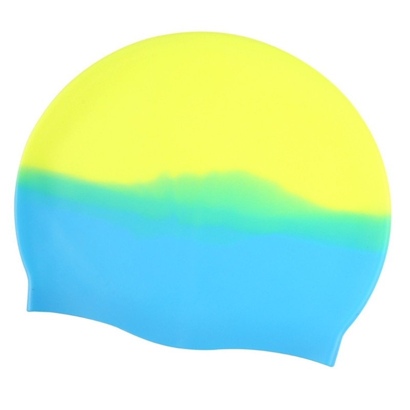 Gradient Color Swimming Caps Beach Pool Caps Silicone Swimming Hat Swim ...