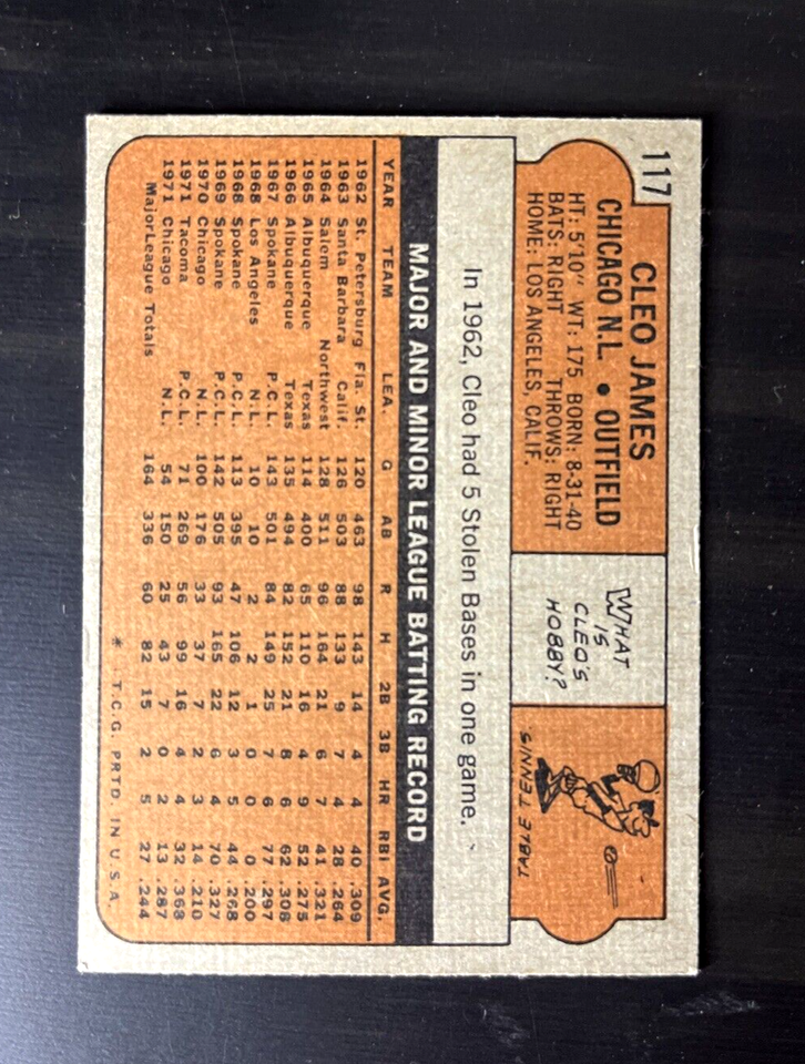 1972 Topps #117 Cleo James Green Variation Rare EX | eBay