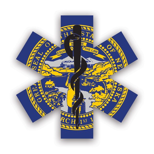 Nebraska Star of Life Flag Sticker Decal - Weatherproof - ems emt ...