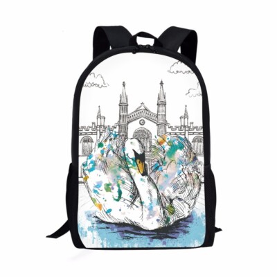 Nice Palace And Swan 17" Backpack Schoolbag Shoulder Satchel Bookbags ...