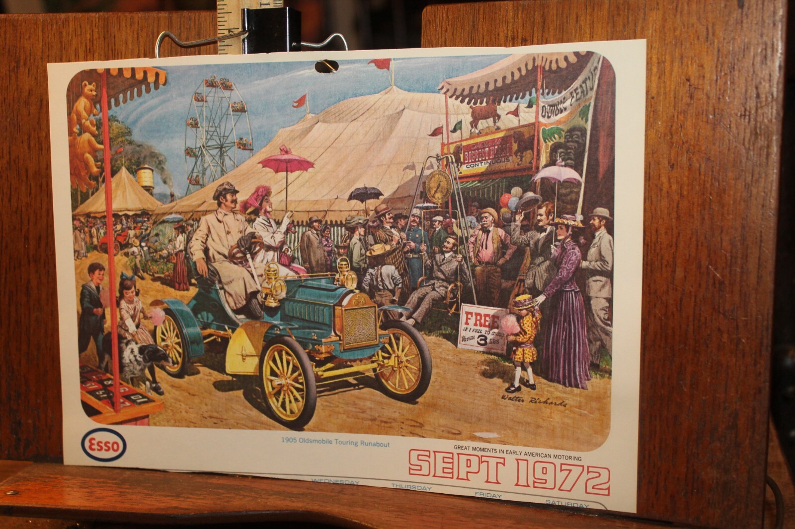 Vintage 1972 Single Cut Calendar Page Esso 1905 Oldsmobile Touring ...