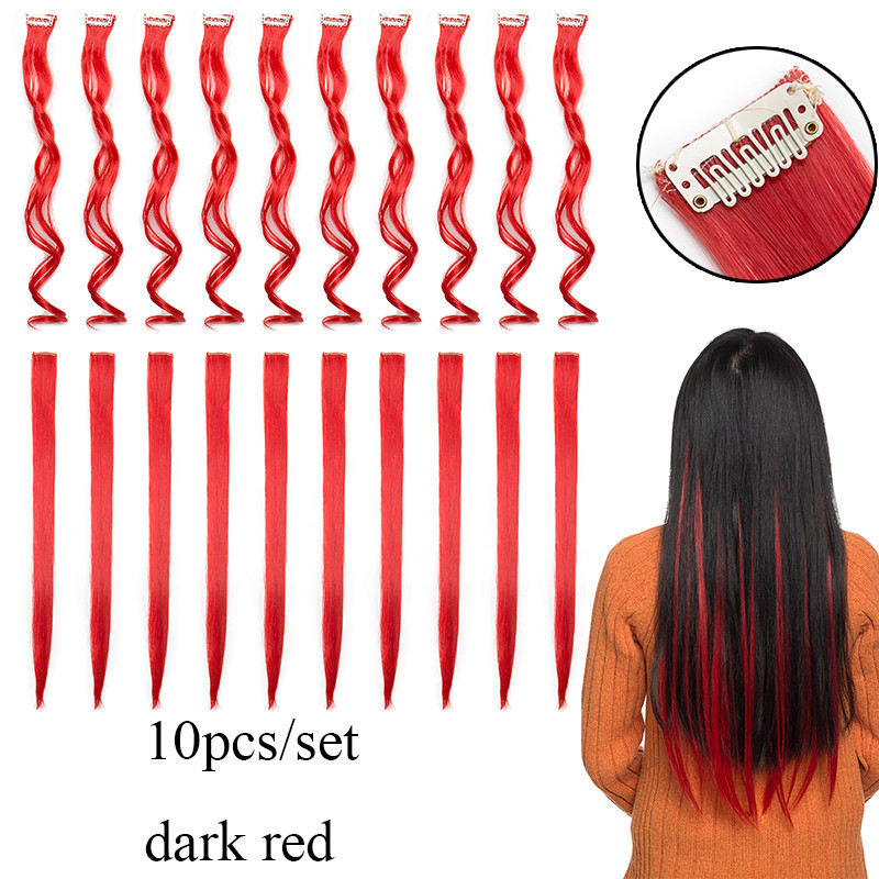100% Real Natural as human Hair 10 Pcs Multi Color Clip In Hair ...