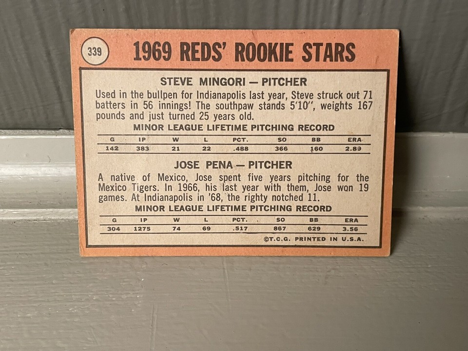 Vintage 1969 Topps Set Break Card Rookie Star Reds #339 Jose Pena | eBay