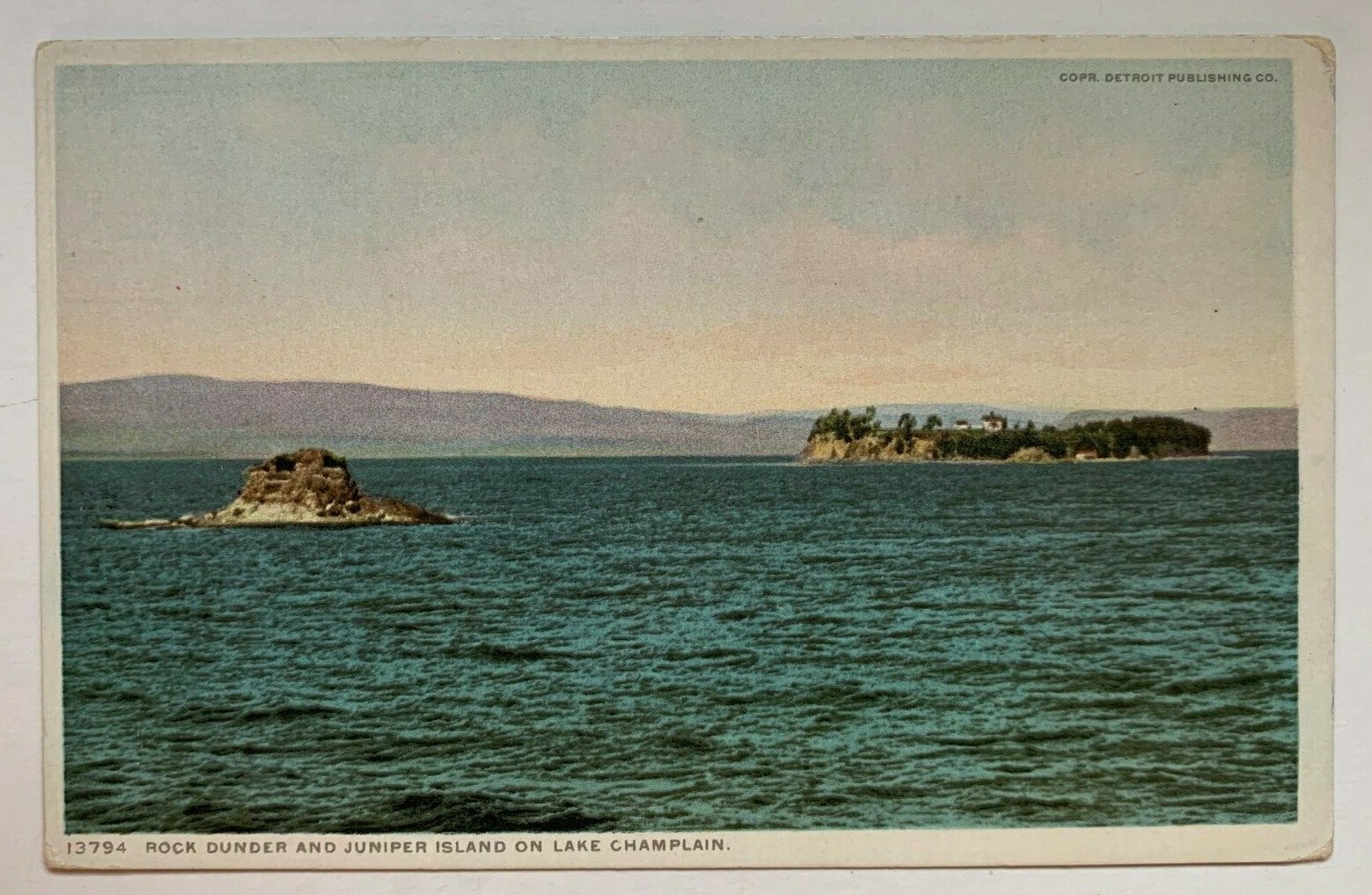 VT Postcard Lake Champlain Rock Dunder and Juniper Island scenic ...