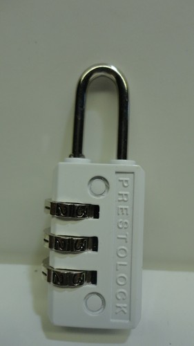 Prestolock Keyless 3 Digit Combination Steel Shackle Padlock Wht *Free ...