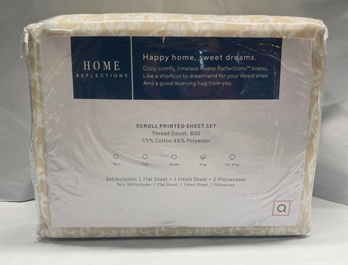 QVC Home Reflections King Sheet Set 4 Piece 800 Thread Count, Tan ...