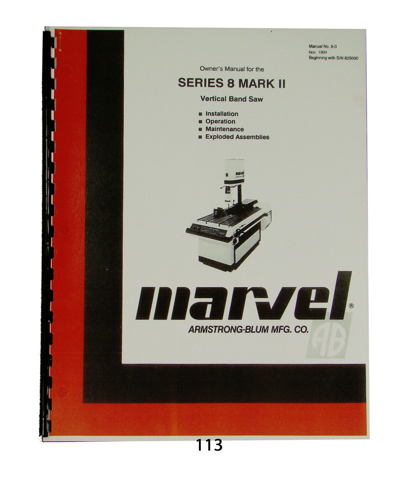 Marvel Series 8 Mark II Band Saw Op, Maint, & Parts Manual #113 | eBay