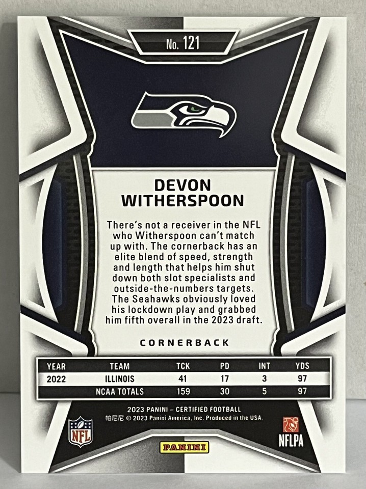 2023 Panini Certified DEVON WITHERSPOON /20 Rookie Teal Color Match ...