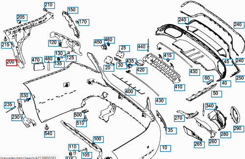 NEW MERCEDES-BENZ E W213 REAR RIGHT BUMPER BRACKET A2138850263 ORIGINAL ...