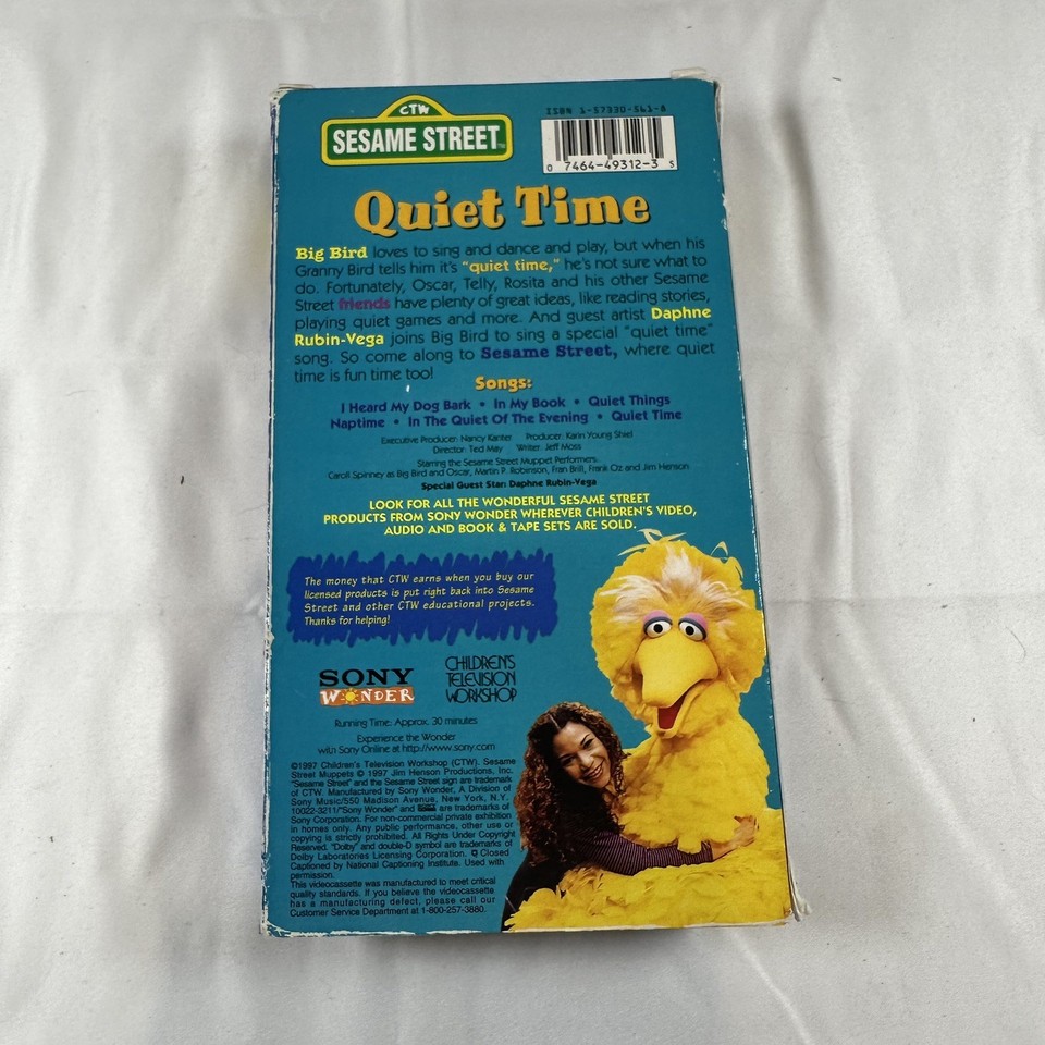 Sesame Street - Quiet Time VHS Tape 1997 CTW Big Bird Kids Cartoon Show ...