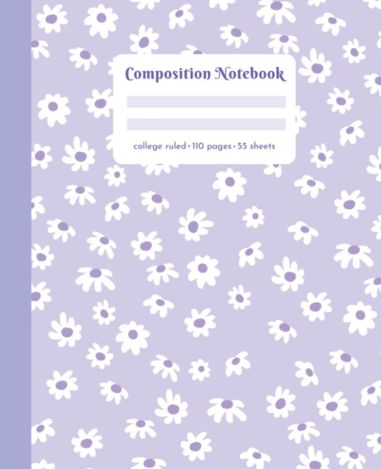 Lilac Purple Composition Notebook College Ruled: Pastel Violet Flower ...