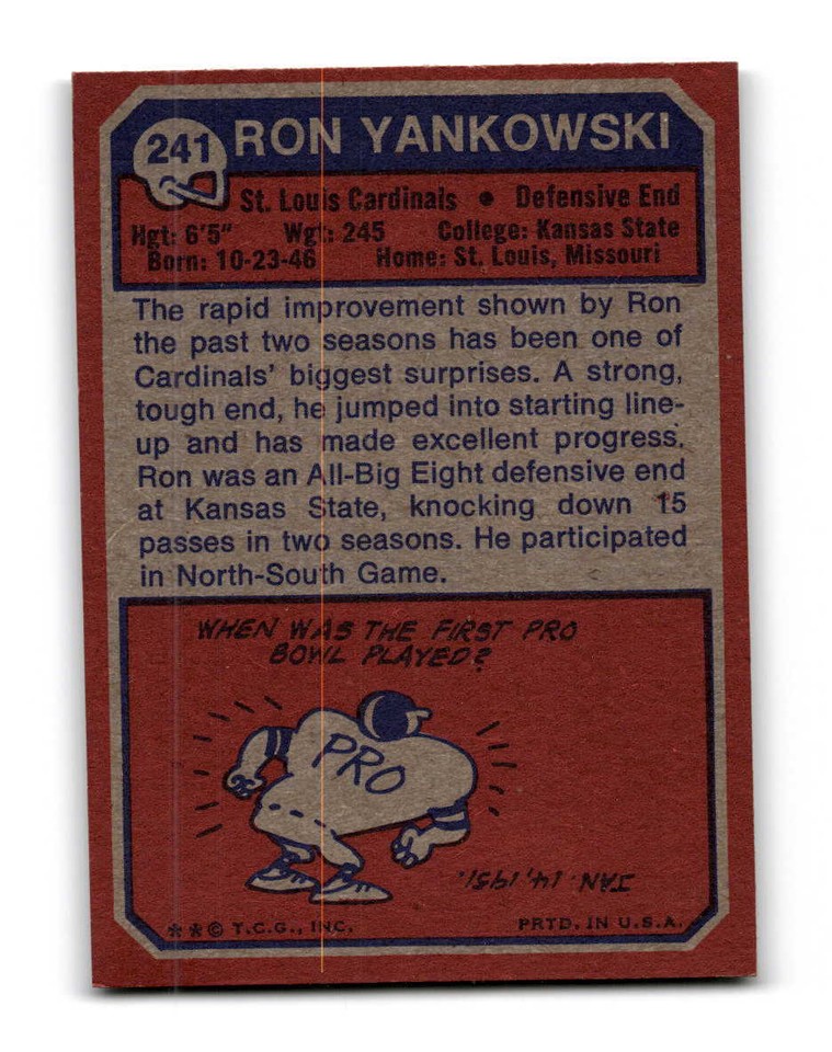 1973 Topps Ron Yankowski RC 241 | eBay