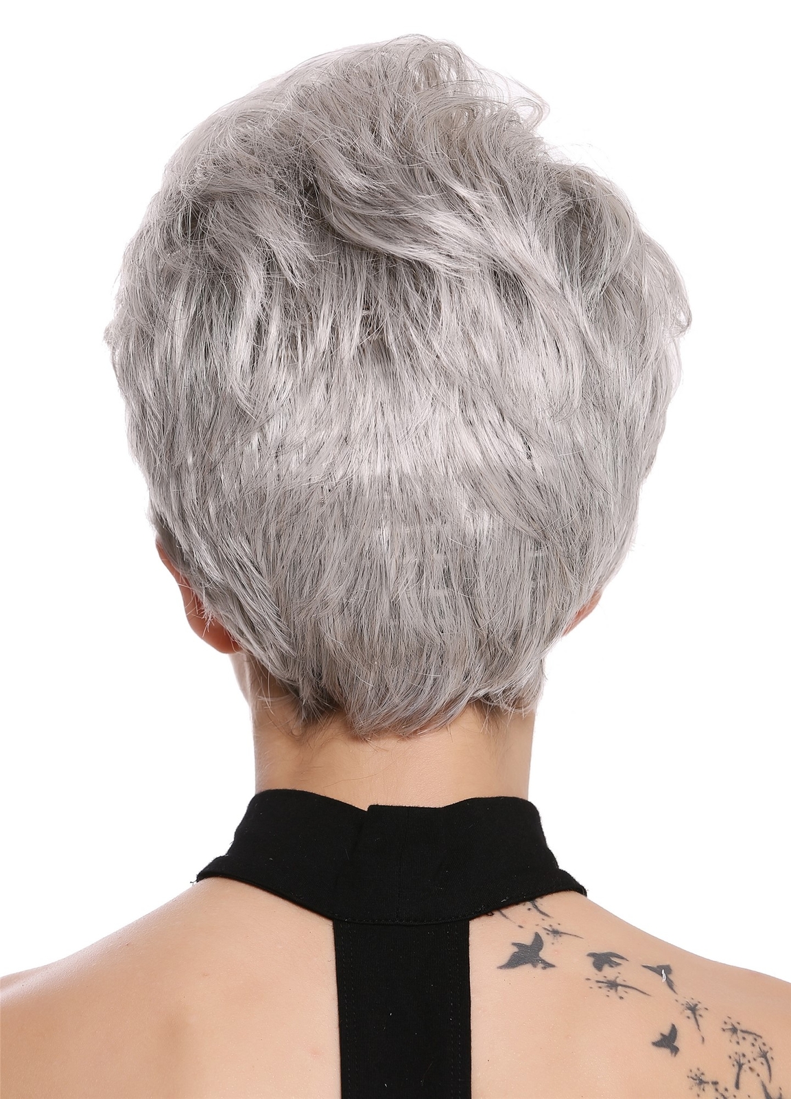 Women's Wig Woman Short Backcombed Voluminous Silver-Grey Light Grey ...