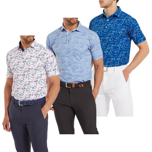 FootJoy Hommes Doodle Imprimé 4 Voies Extensible Golf Course Polo 34% ...