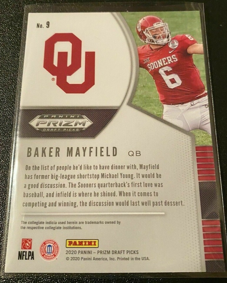 BAKER MAYFIELD🔥MINT BASE CARD 2020 PANINI PRIZM DRAFT PICKS #9 ...