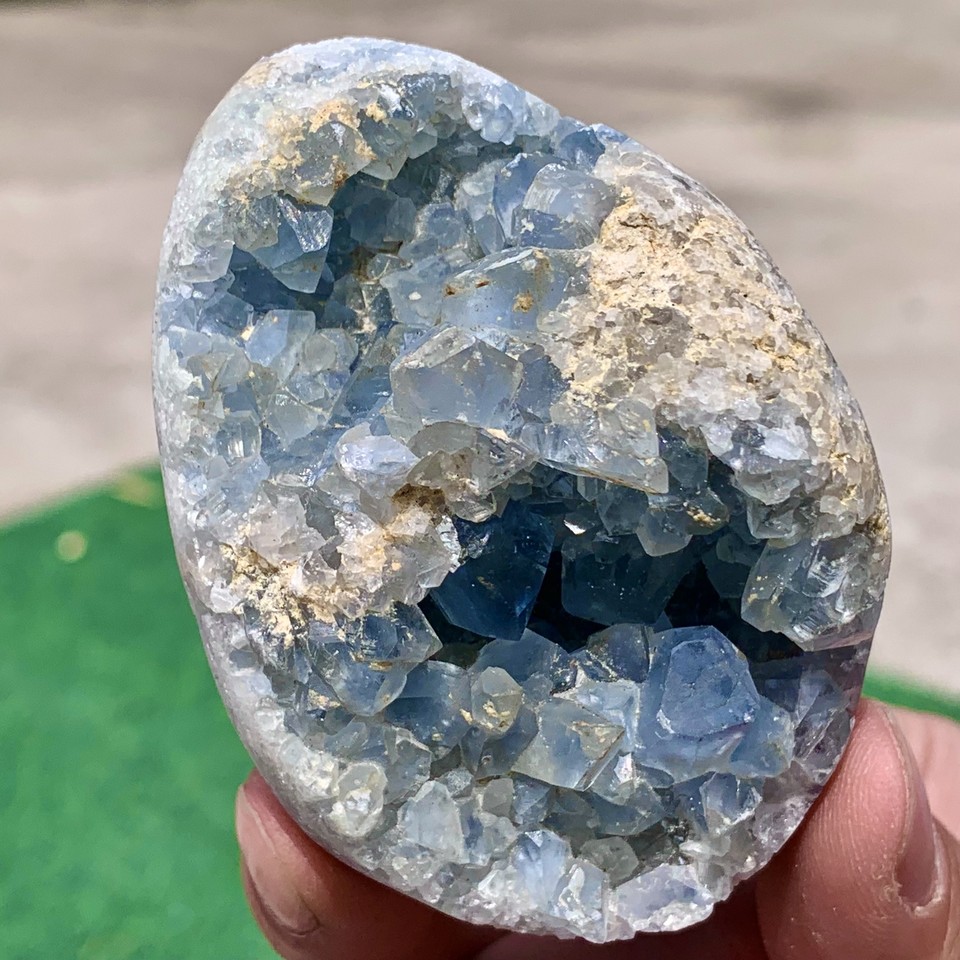 270G Natural Blue Celestite Geode QuartzCrystal Mineral Specimen ...
