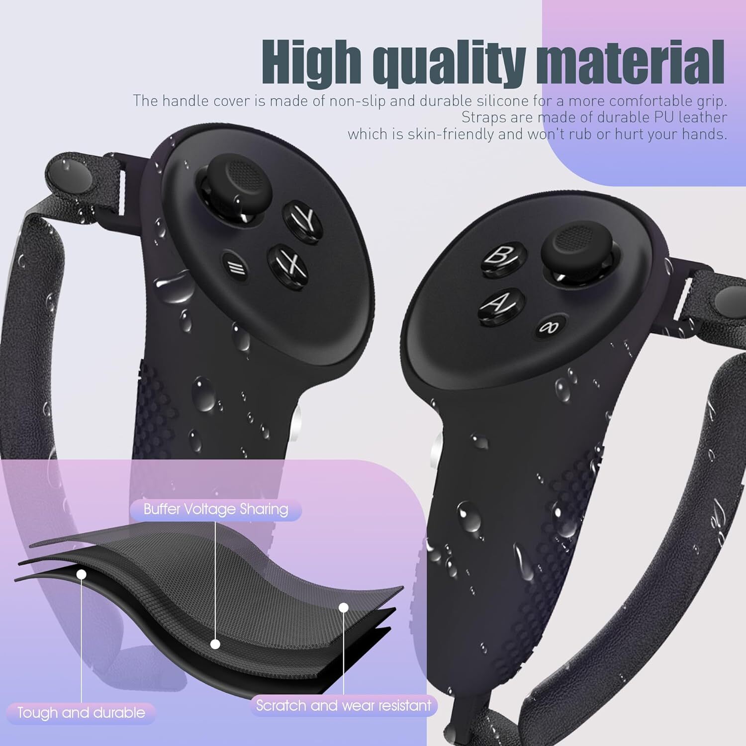 For Meta Quest 3 VR Headset Silicone Face Eye Mask & Handle Grip Cover ...