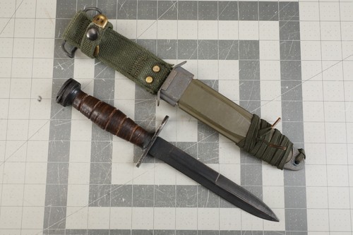 1950's Greek Made M1 Carbine Bayonet Stacked Leather Handle USM8A ...