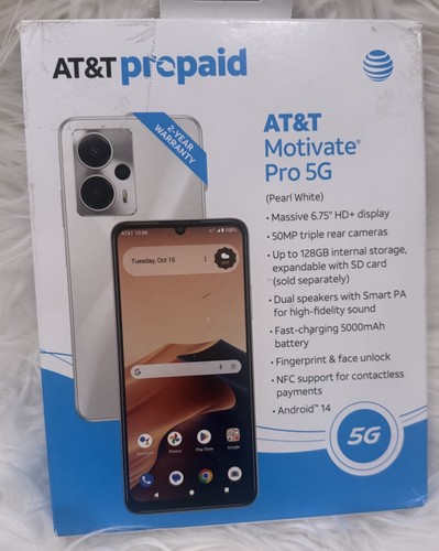 OPEN BOX! AT&T Motivate Pro 5G SN509A Unlocked Smartphone (128GB)-Pearl ...