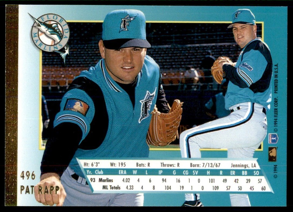 1994 Fleer Ultra #496 Pat Rapp Rookie | eBay